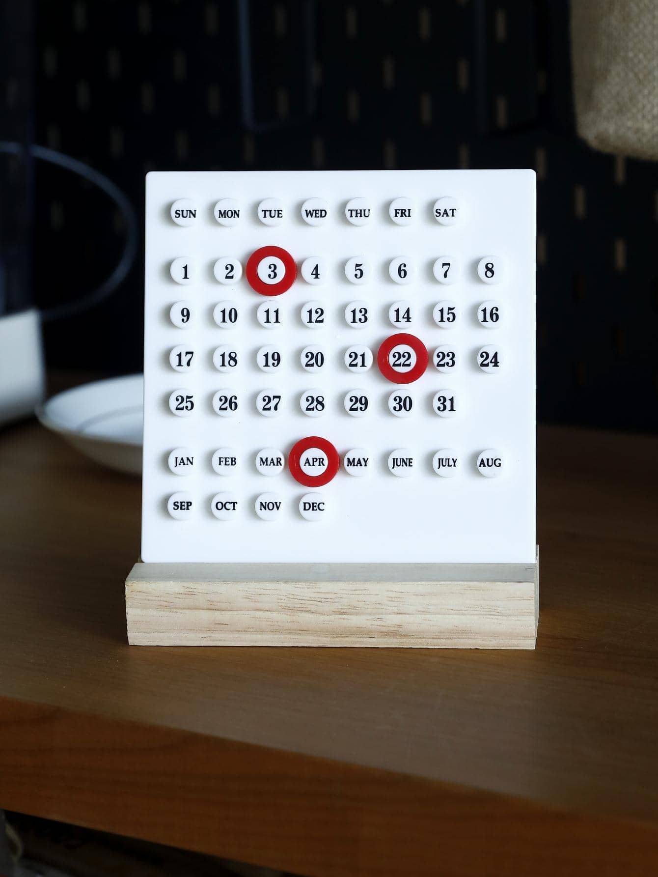1pc Wooden Base Design Removable Calendar, Modern Wood DIY Calendar For ...