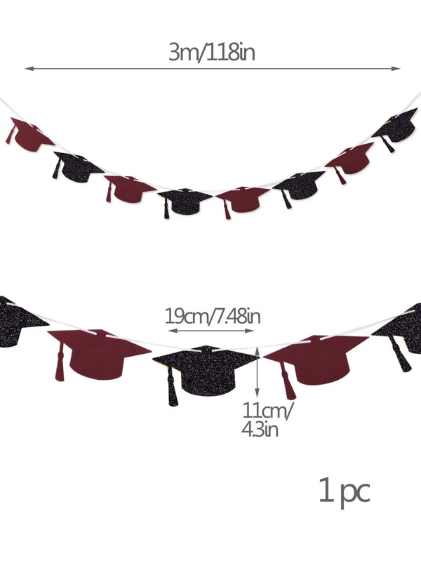 1pc Graduation Hat Pattern Pull Flag, Cartoon Hat Decor Paper Hanging ...