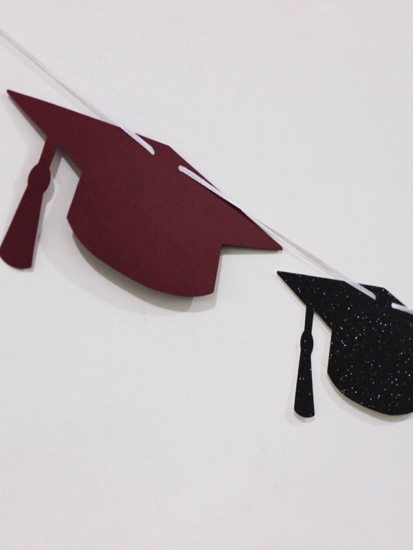 1pc Graduation Hat Pattern Pull Flag, Cartoon Hat Decor Paper Hanging ...