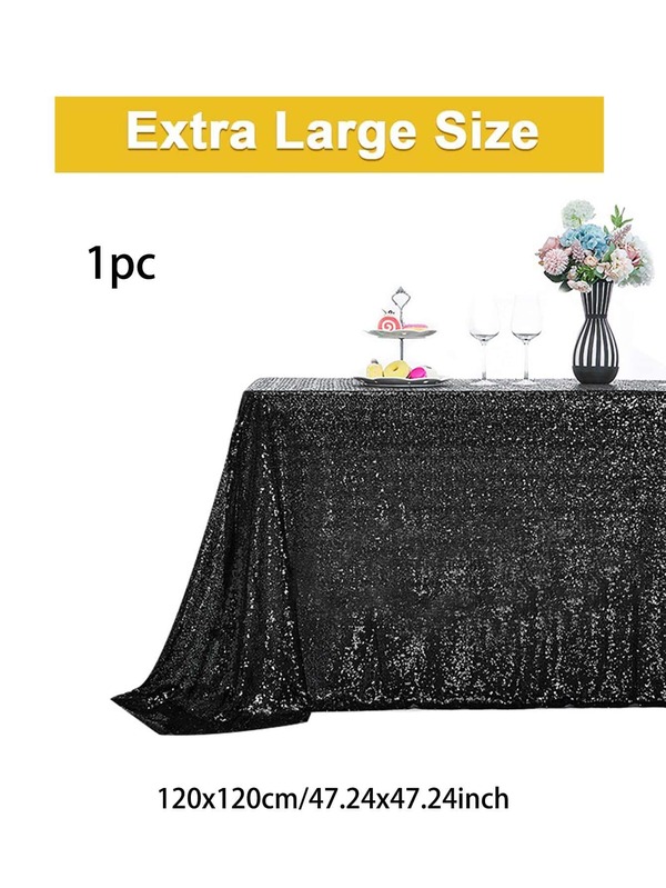 1pc 120x120cm Sequin Wedding Tablecloth Square Polyester Sequin Cover ...