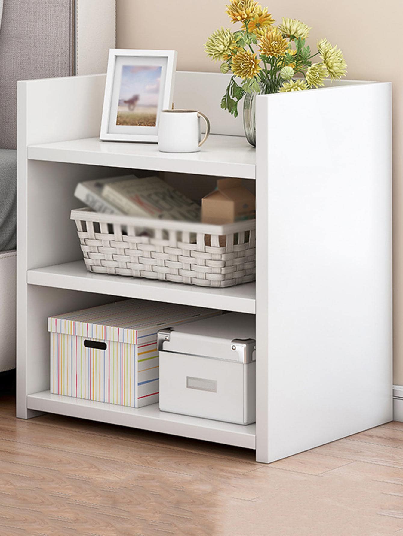 1pc WPC Storage Rack, Minimalist Plain Storage Rack For Home