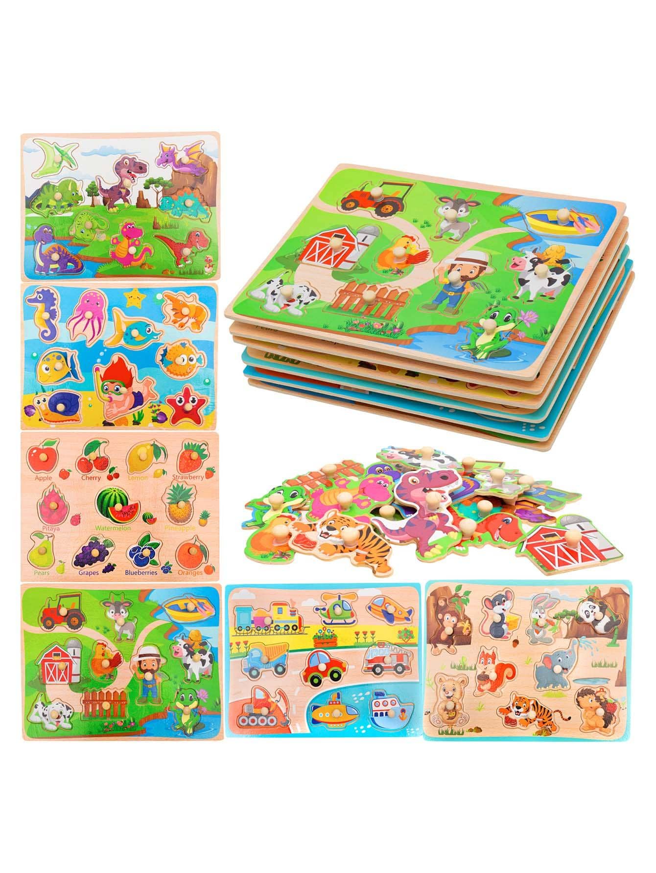 Valentine's Day 6 Pack Wooden Puzzles For Toddlers, Kids Puzzles Set ...