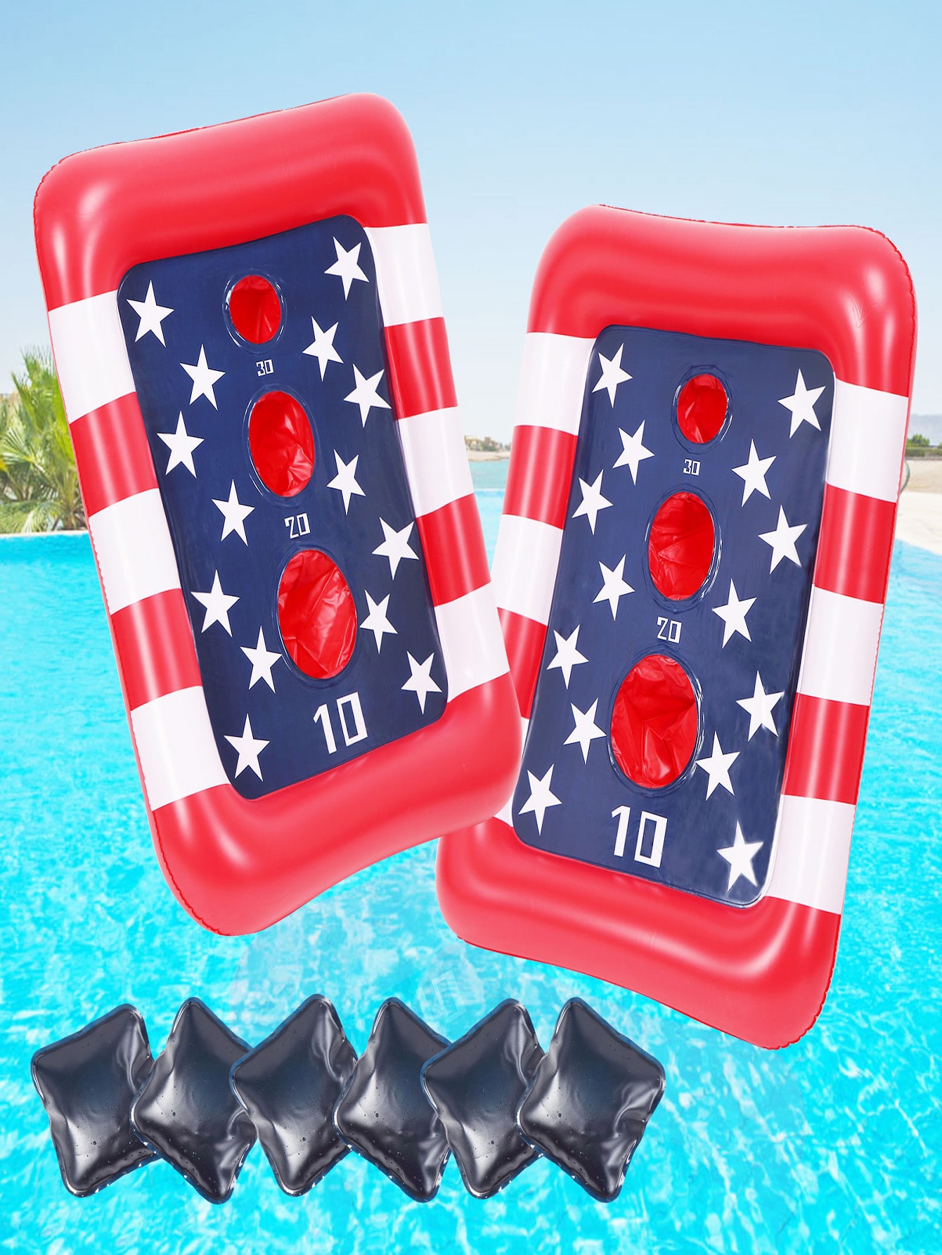 Inflatable Pool Toys Bean Bag Toss Games Floating Cornhole Set with ...