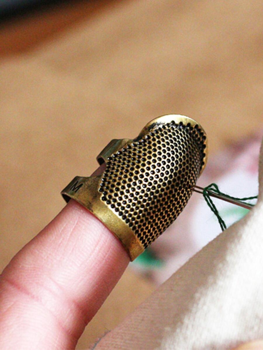2pcs Classic Bronze Thimble, Thick Copper Vintage Cross-stitch Thimble ...