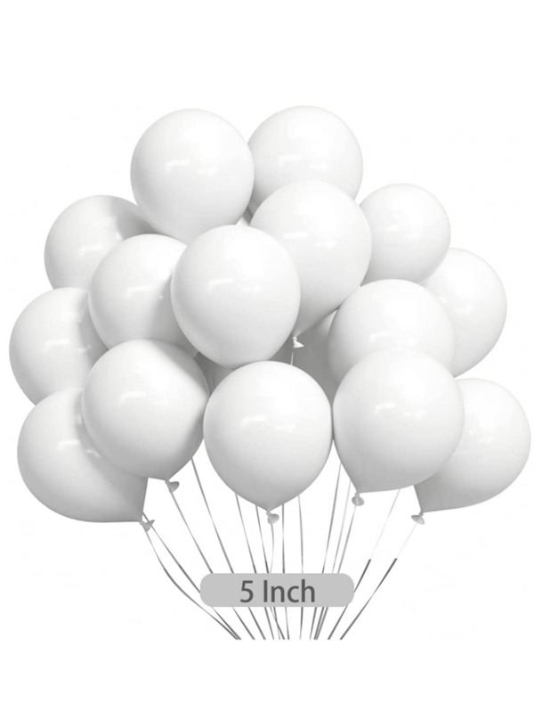 20pcs Solid Color Balloon, 5 Inch White Latex Balloon, For Party Decor ...