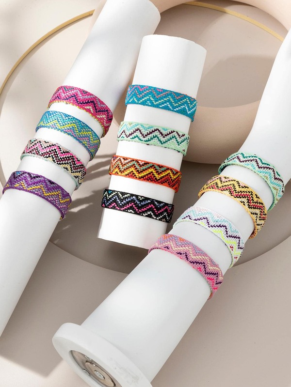 12pcs Women's Colorful Fashion Design Braided Bracelets | SHEIN USA