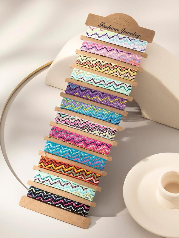 12pcs Women's Colorful Fashion Design Braided Bracelets | SHEIN USA