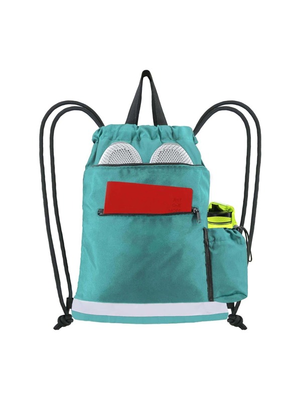 BeeGreen Gym Backpack Sports Bag String Bag Drawstring Backpack w 2 Zip ...