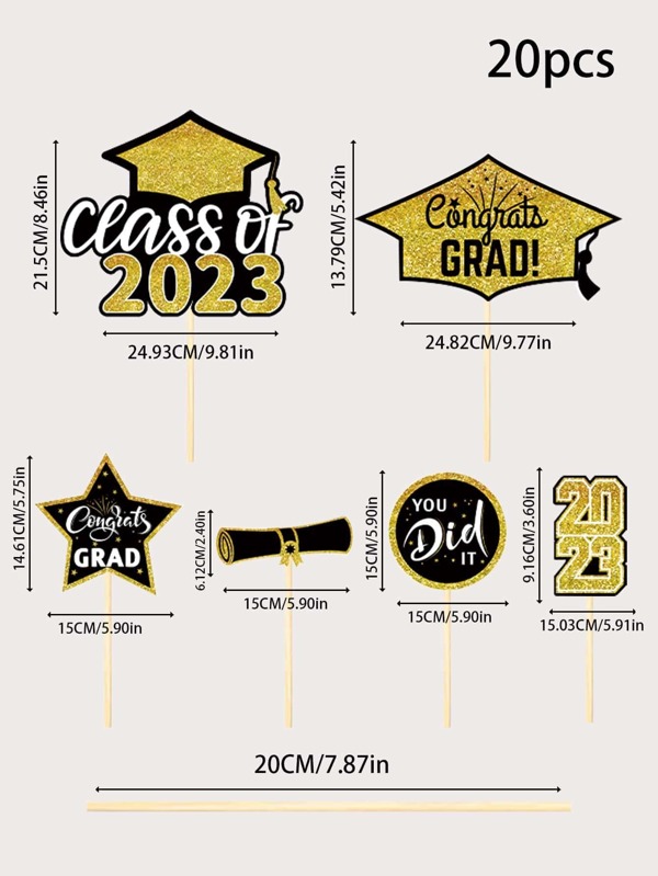 20pcs Graduation Party Photobooth Prop, Modern Number & Star Decor ...