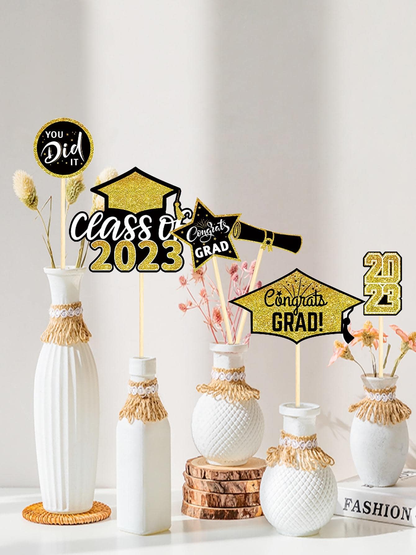20pcs Graduation Party Photobooth Prop, Modern Number & Star Decor ...