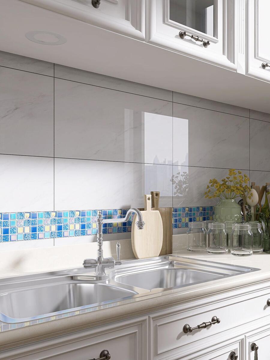 10pcs/set PVC Wall Tile Sticker, Modernist Oil Resistant Peel And Stick ...