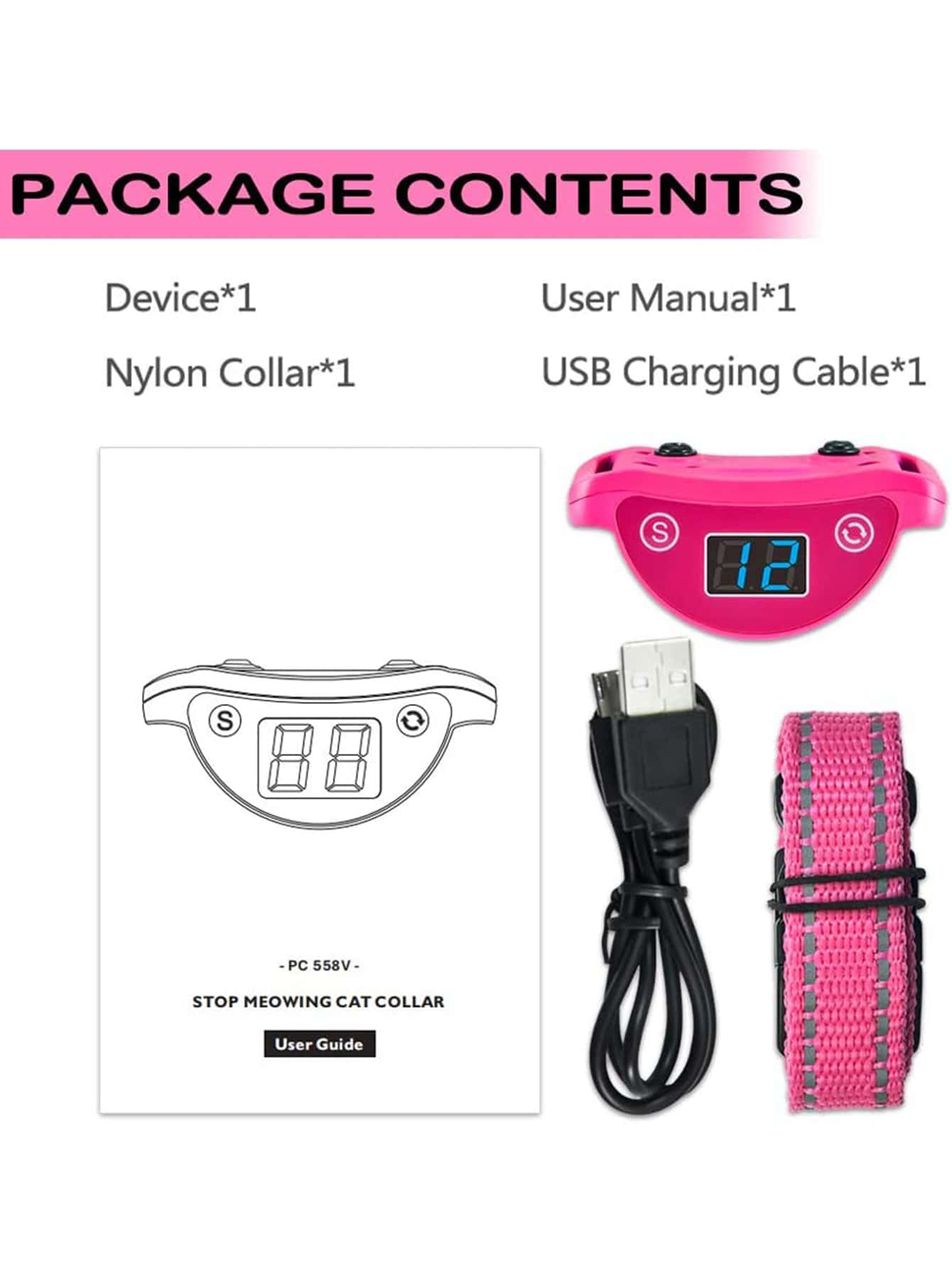 Cat Meow Collar, Automatic No Shock Vibration Collar for Cats, Cat ...