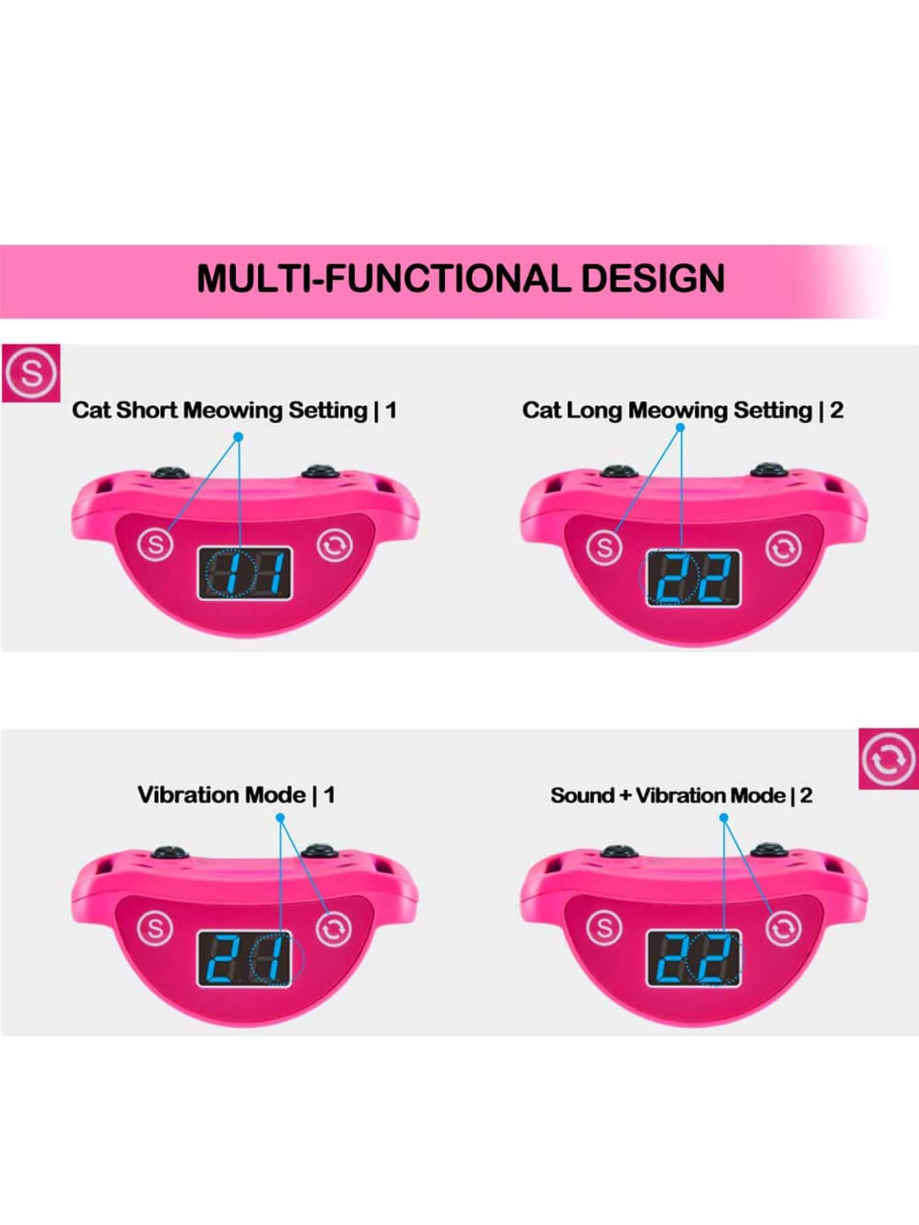 Cat Meow Collar, Automatic No Shock Vibration Collar for Cats, Cat ...