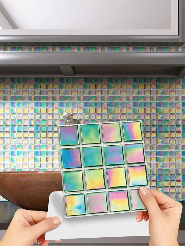 10pcs/set PVC Wall Tile Sticker, Modernist Oil Resistant Peel And Stick ...