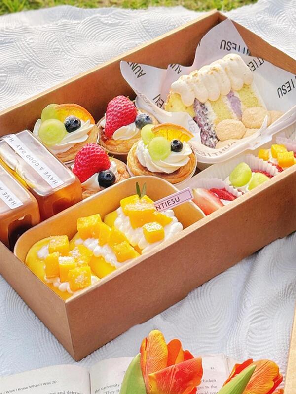 1pc Dessert Packaging Box, Brown Paper Cake Box, For Outdoor | SHEIN USA