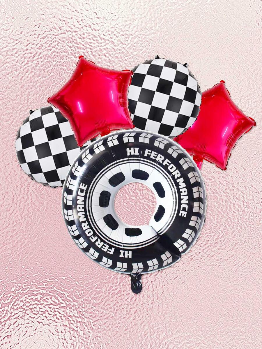 5pcs Checkerboard Pattern Balloon Set, 18 Inch Polyamide Balloon For ...