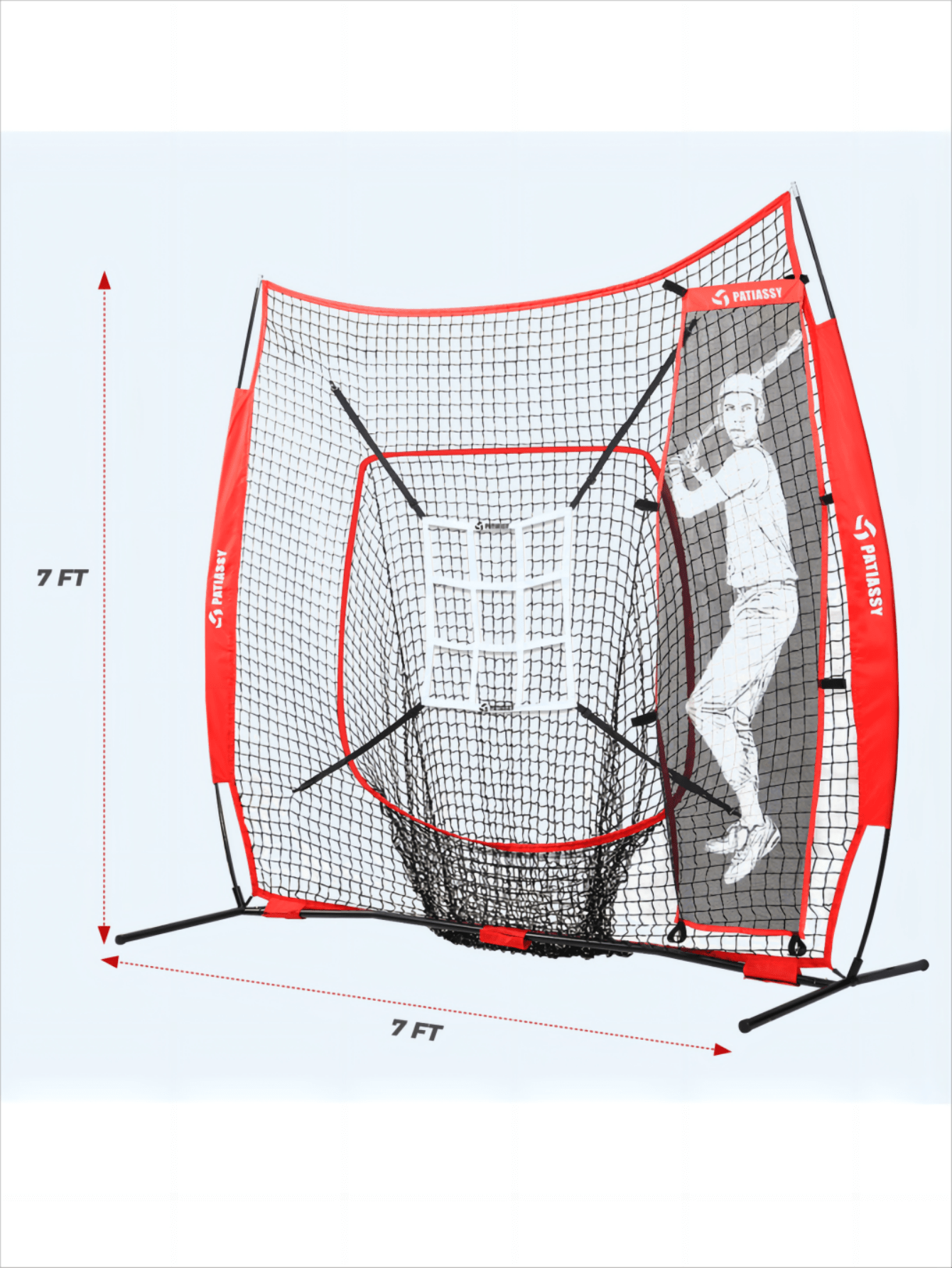 Patiassy 7'x7' Baseball Softball Net for Hitting and Pitching with ...