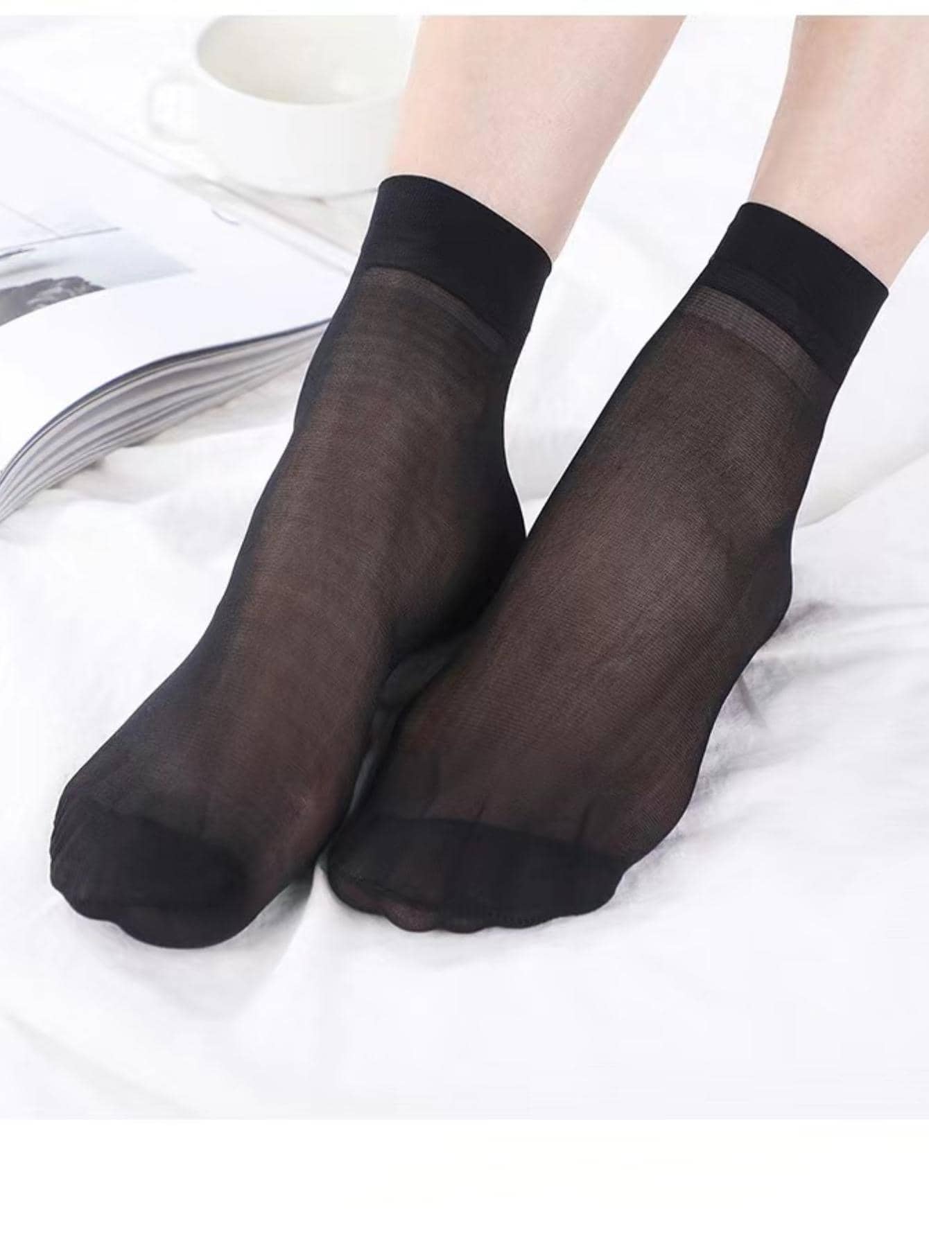 10pairs Women Solid Sheer Casual Crew Socks, For Summer | SHEIN
