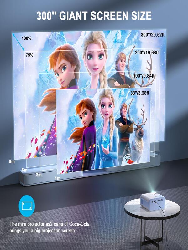 Mini Projector; Native 1080P Full HD 9000L Movie Outdoor Projector 4K ...