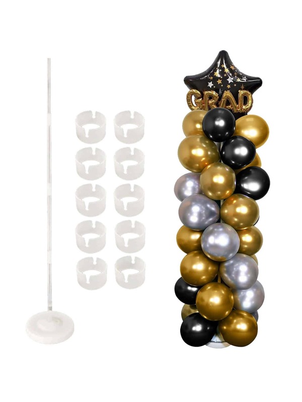 1pc Adjustable Pole Balloon Tower Stand Kit, White PVC Portable Balloon ...