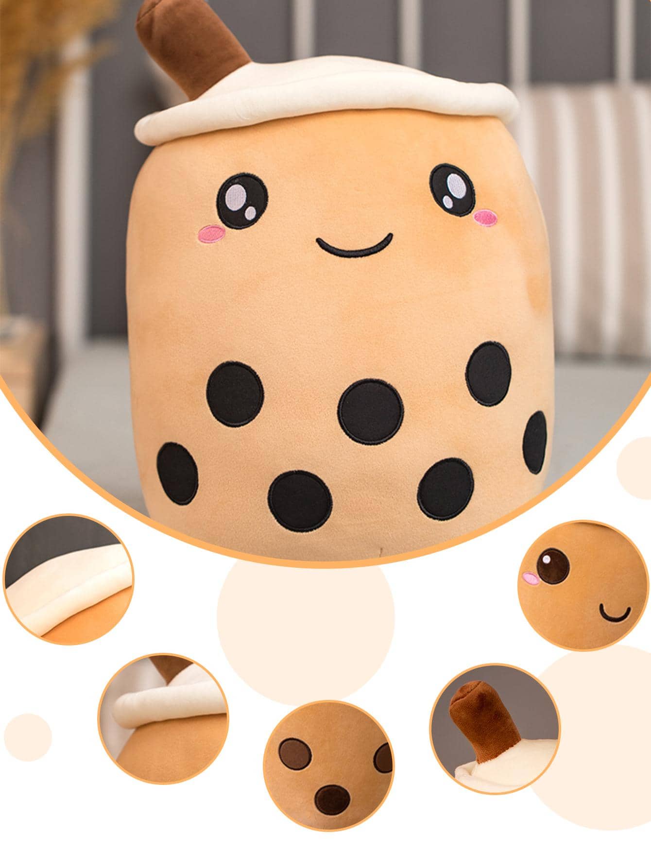 AIXINI Boba Plush Stuffed Bubble Tea Plushie Cartoon Milk Tea Cup ...