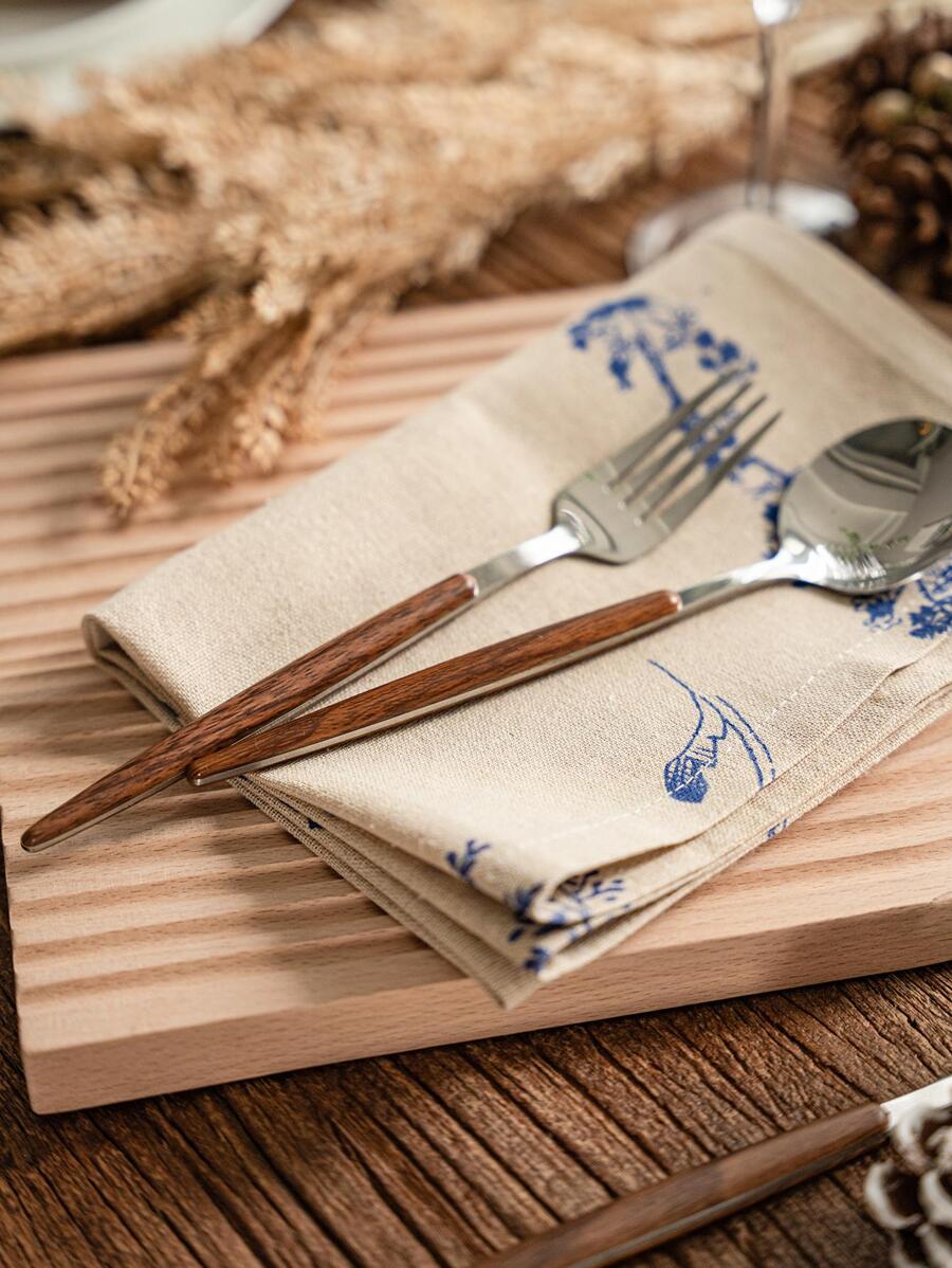 1pc Fabric Place Mat, Modern Flower Pattern Table Mat For Kitchen ...