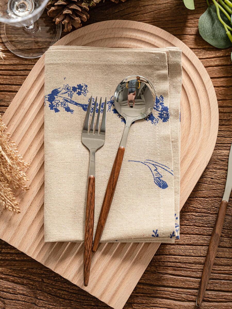 1pc Fabric Place Mat, Modern Flower Pattern Table Mat For Kitchen ...