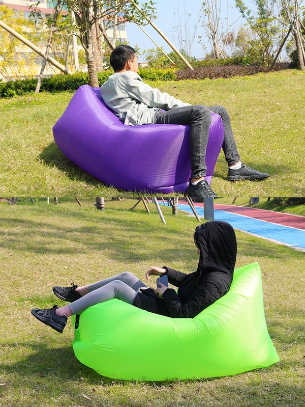 1pc Creative Grey Portable Inflatable Sofa, Multifunction Soft Sofa For ...