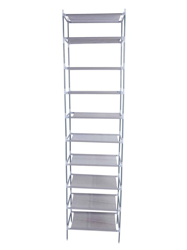 10 Tiers Shoe Rack - Vertical Narrow Shoe Shelf Storage Organizer ...