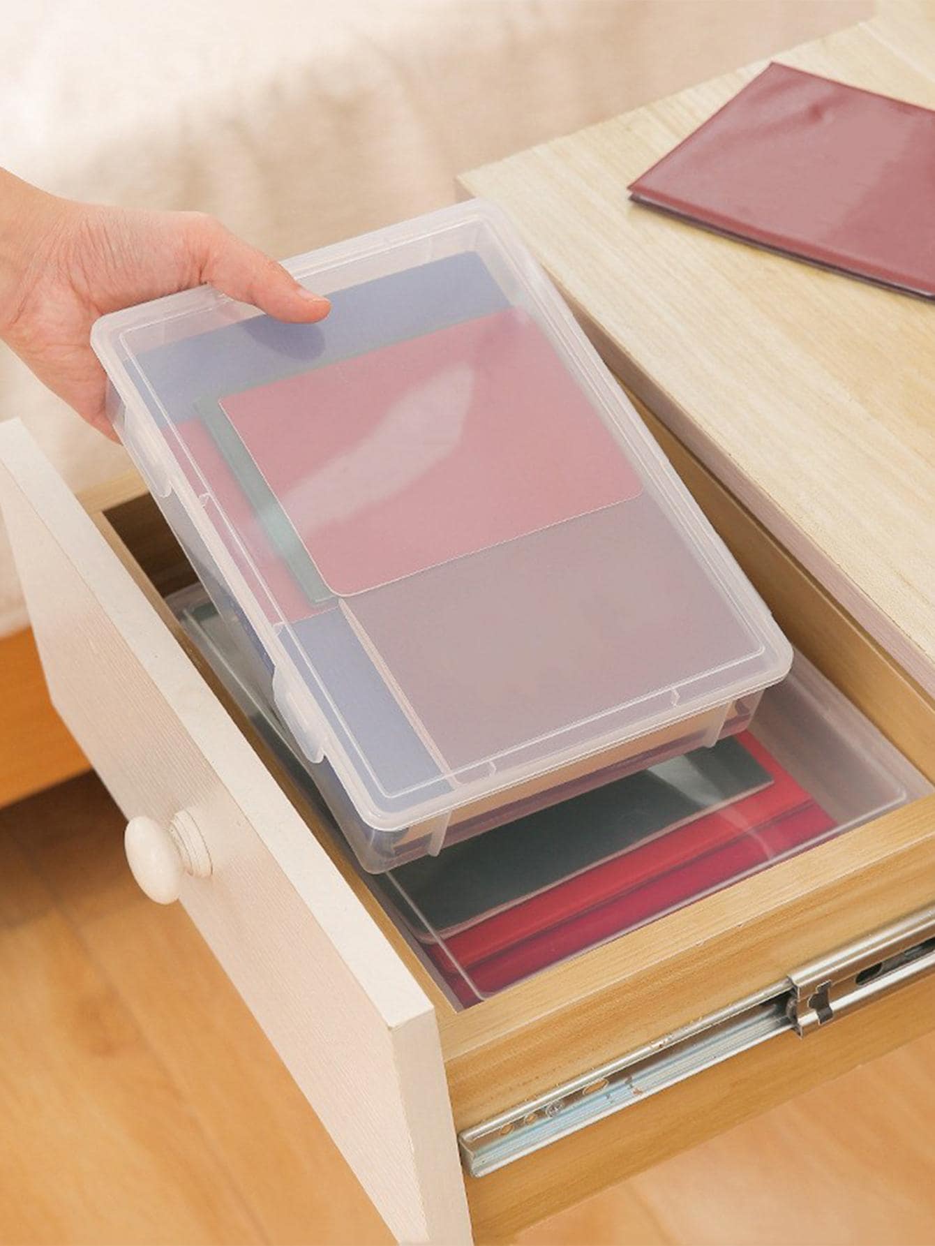 1pc Clear Stationery Storage Box, Simple Multi-purpose Desk Holder For ...