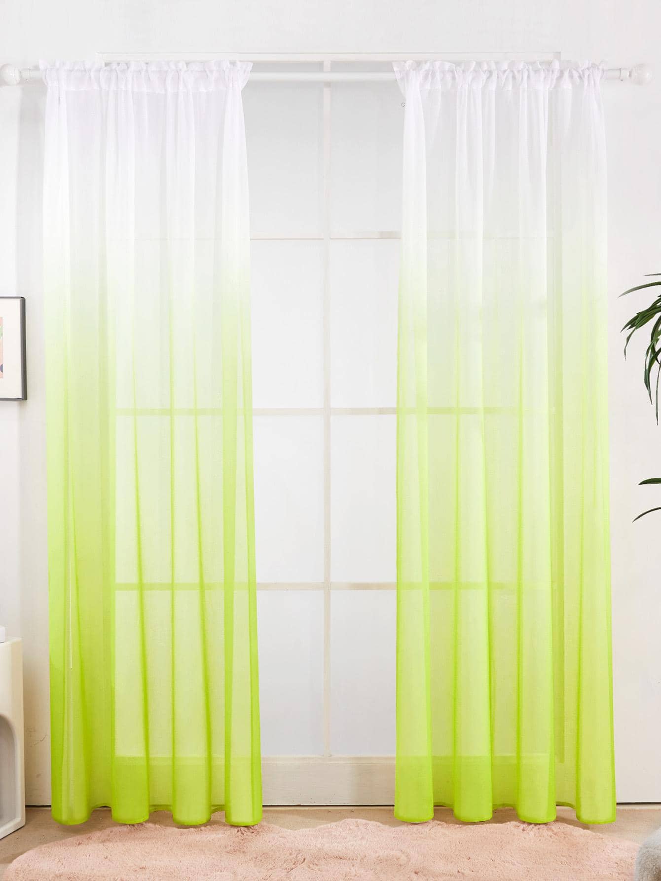 Ombre Sheer Curtain Panel Pair | SHEIN USA