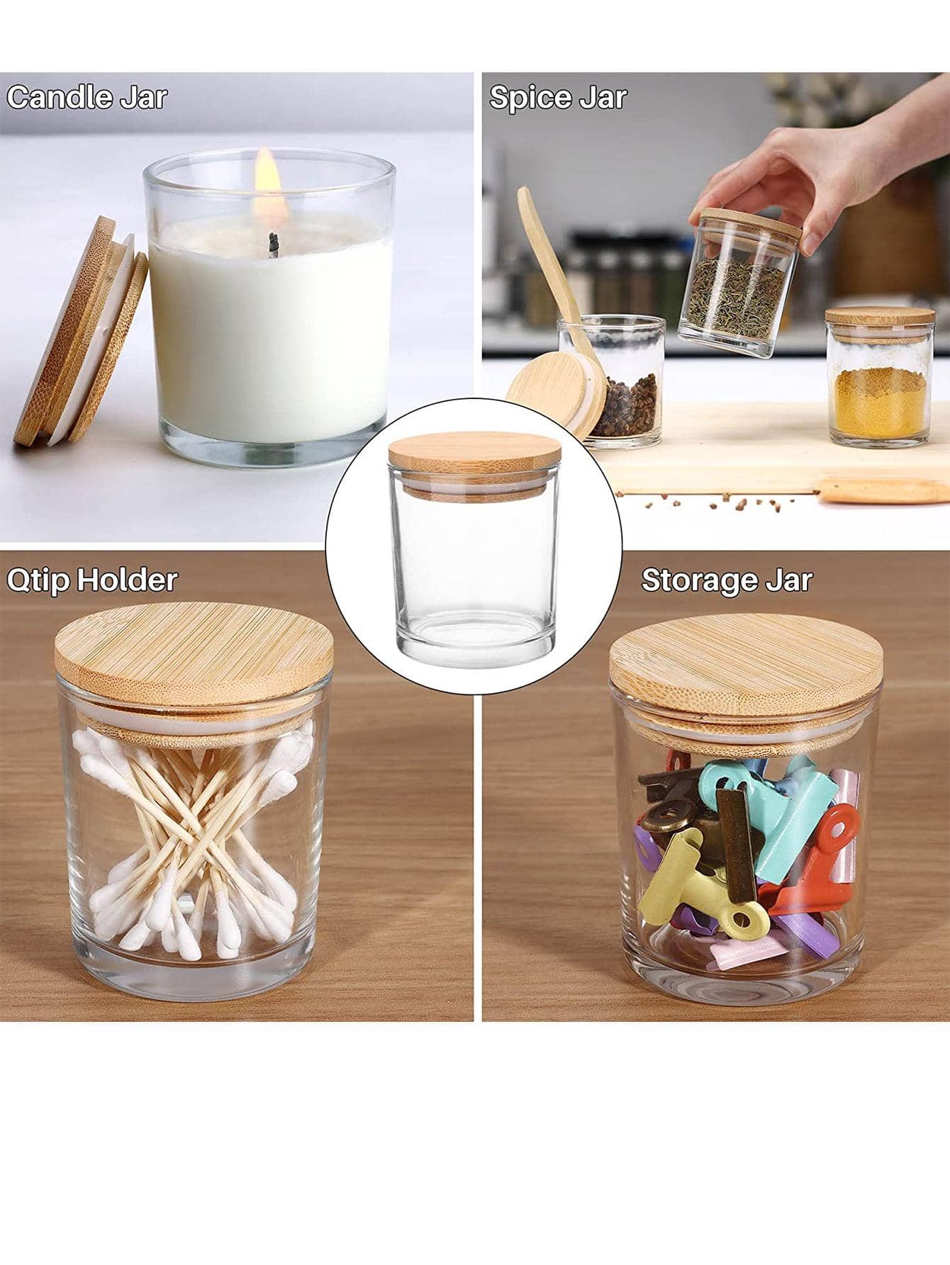 12Pack 6 OZ Candle Jars For Making Candles, Clear Empty Glass Candle ...