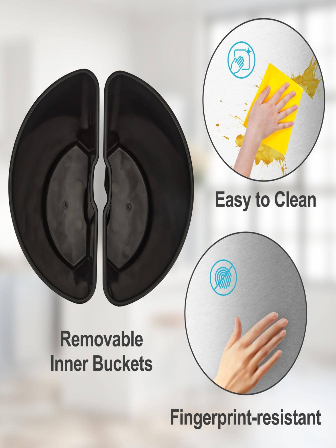 Dual Garbage Can, 8 Gallon 30 Liter Kitchen Stainless Steel Double ...