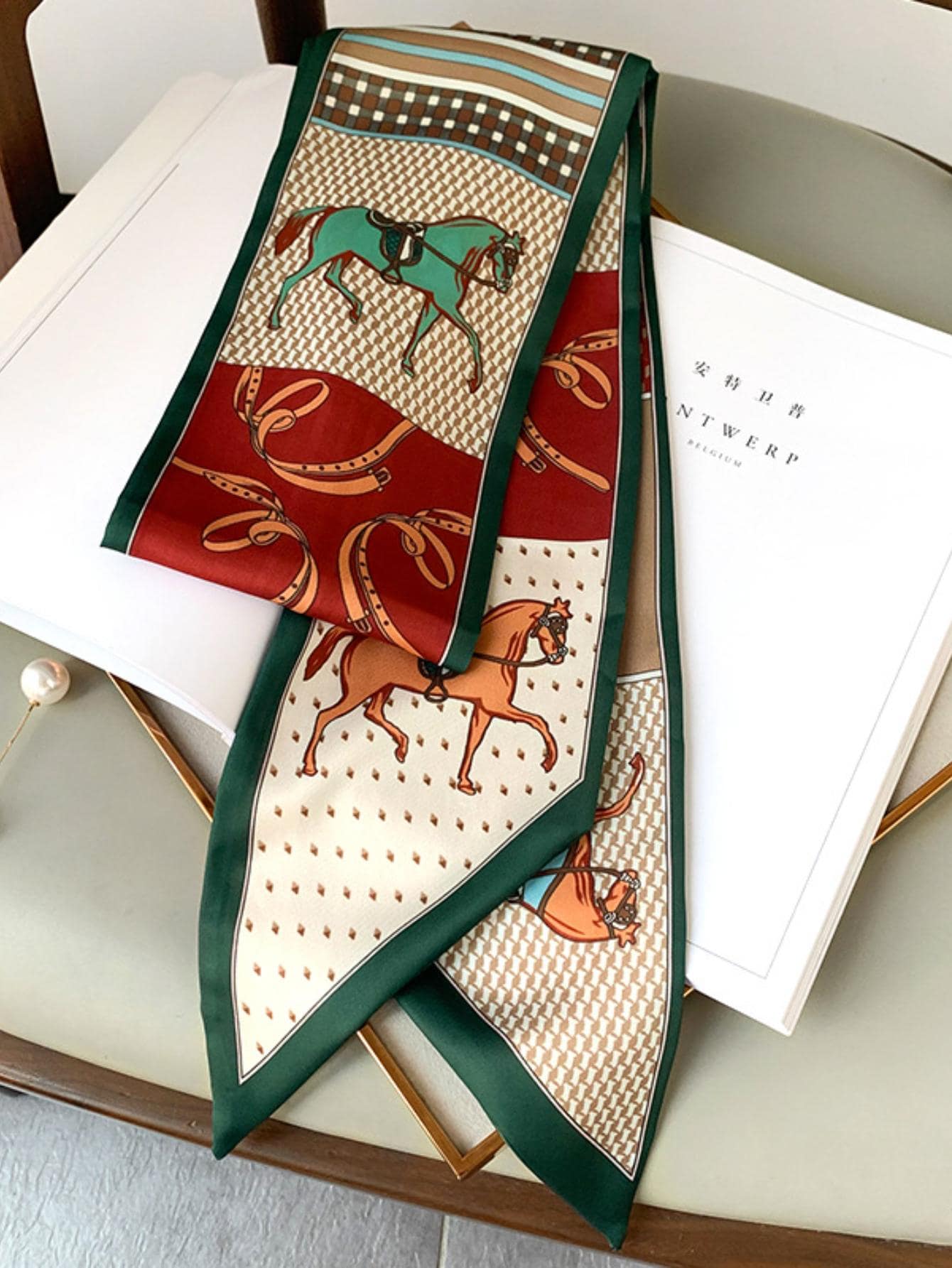 1pc Horse Print Silk Scarf Fashion Head Scarf Classic Scarves Bandana ...