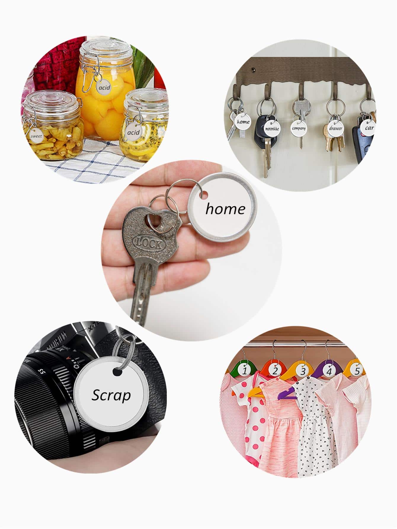 50 pcs Metal Rim Key Tags 1.22 inch, Round Paper Tags Round Key Labels ...