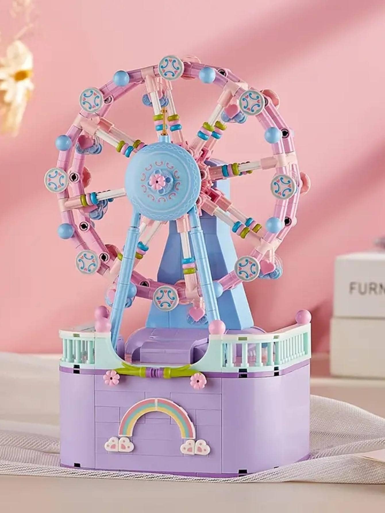 1pack Spinning Ferris Wheel Shaped Diamond Block Kit, Creative Music ...