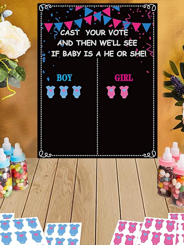 7pcs Paper Party Poster Sticker, Modern Party Poster Sticker For Gender ...