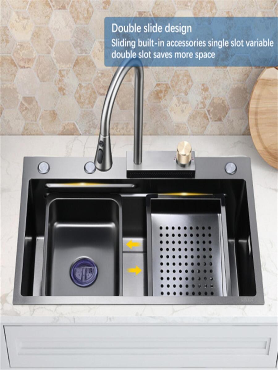 Kitchen Sink Flying rain Waterfall Kitchen Sink Set 30"x 18" 304 ...