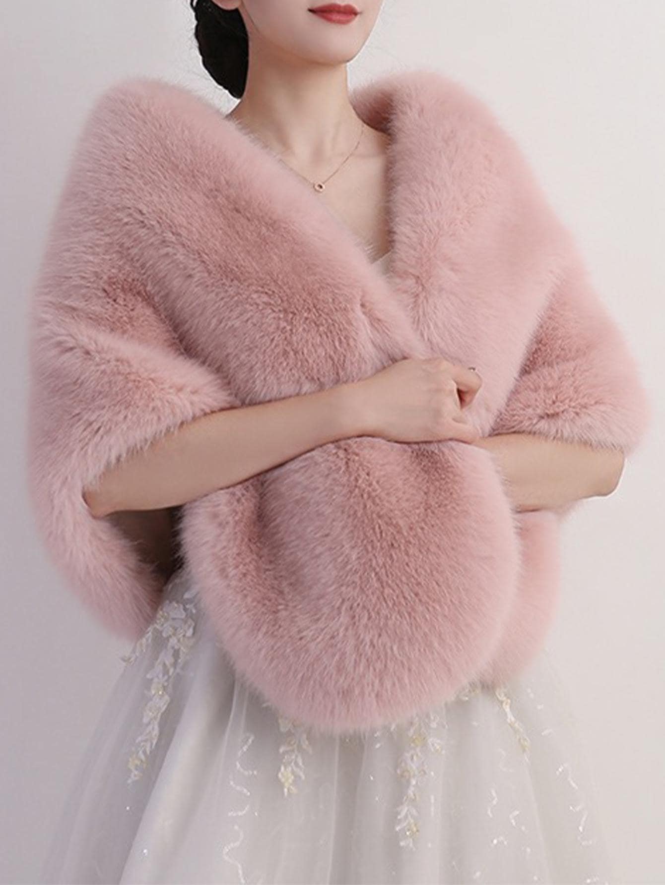 1pc Solid Fuzzy Wedding Wrap | SHEIN USA