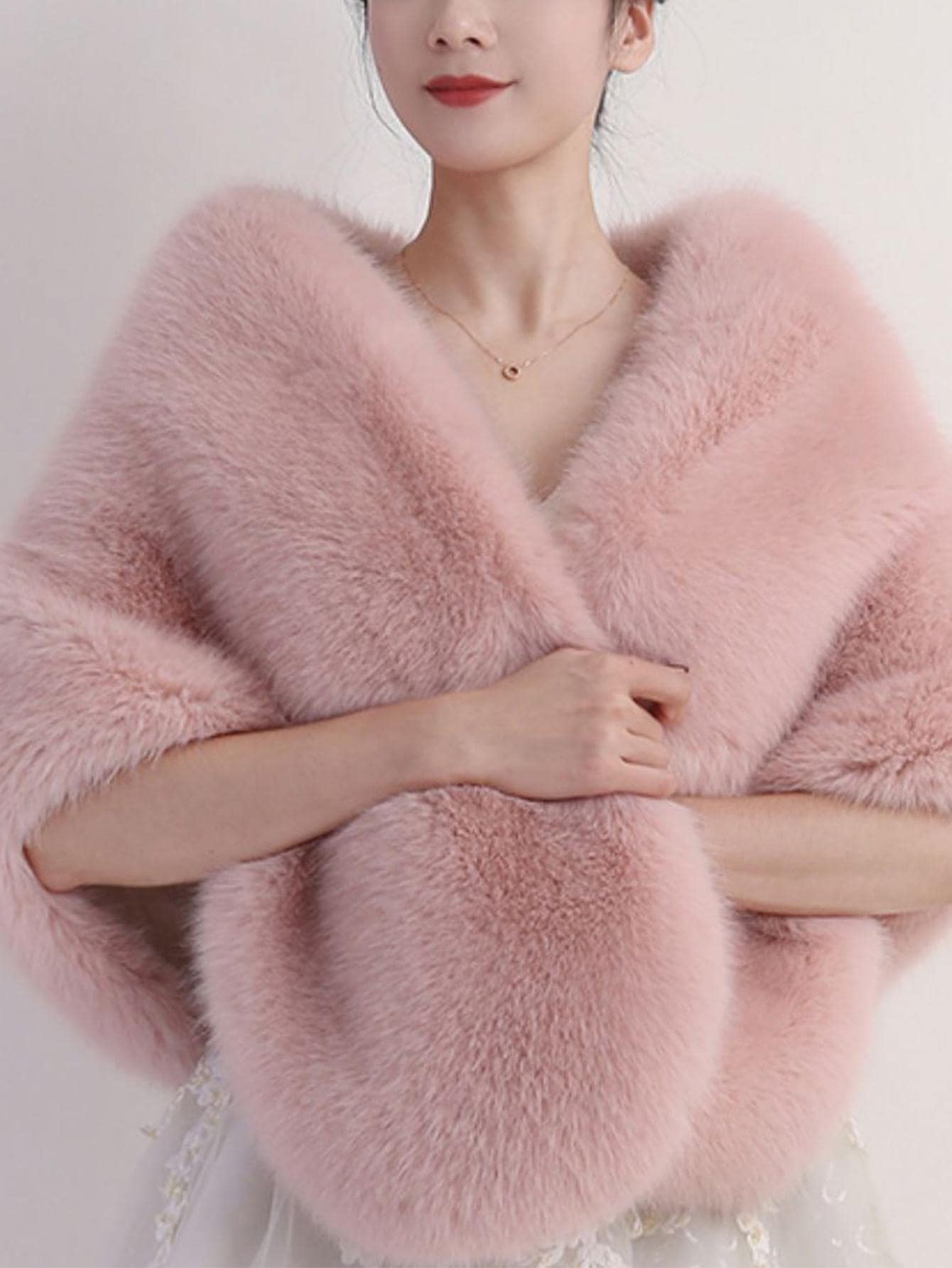 1pc Solid Fuzzy Wedding Wrap | SHEIN USA
