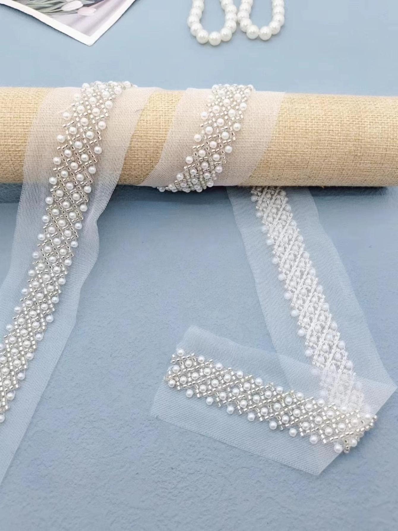 1pc Faux Pearl Decor DIY Webbing Lace | SHEIN USA