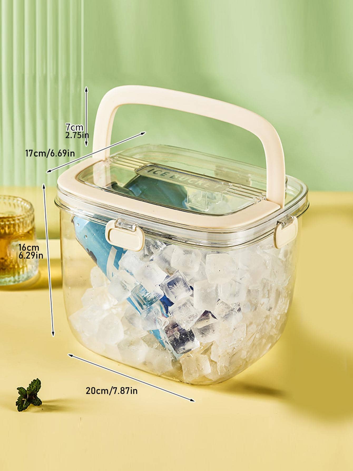 1pc Large Beige Handheld Ice Bucket, Plastic Portable Ice Box For ...