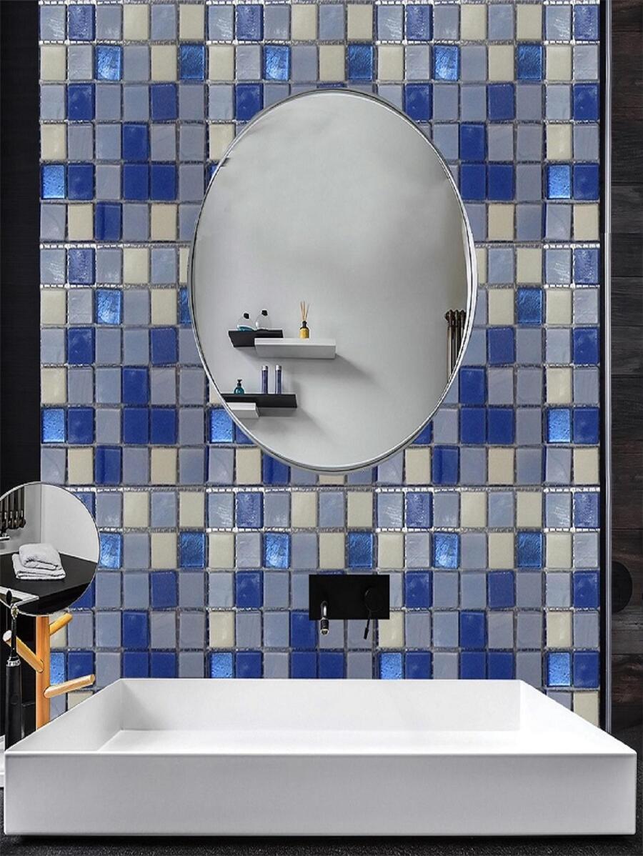 1set PVC Wall Tile Sticker, Modern Mosaic Pattern Wall Tile Sticker For ...