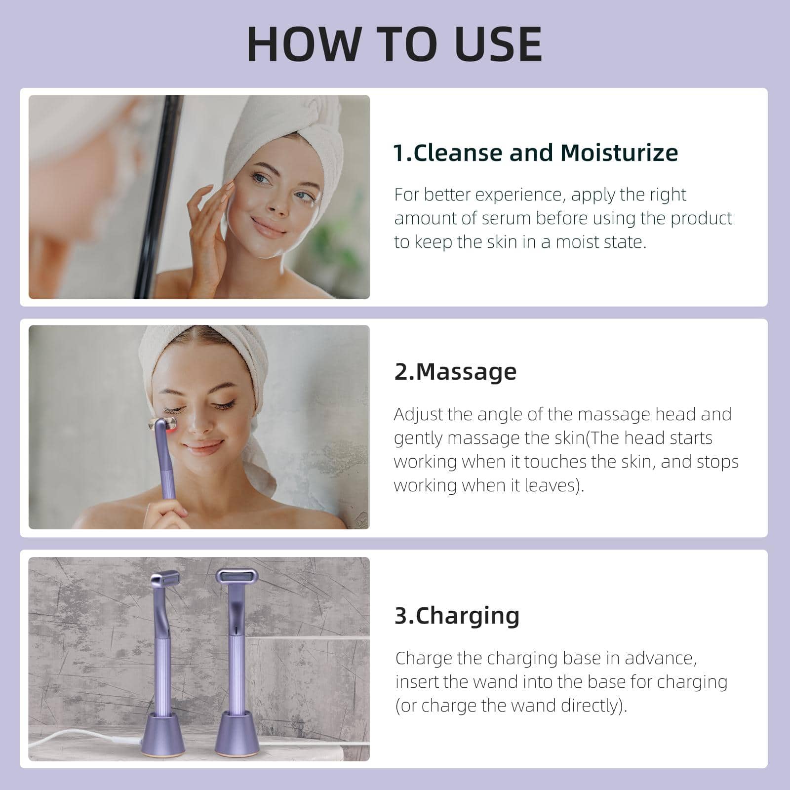 4-in-1 Facial Wand, Red Light Therapy Facial Wand Face Massager Eye ...