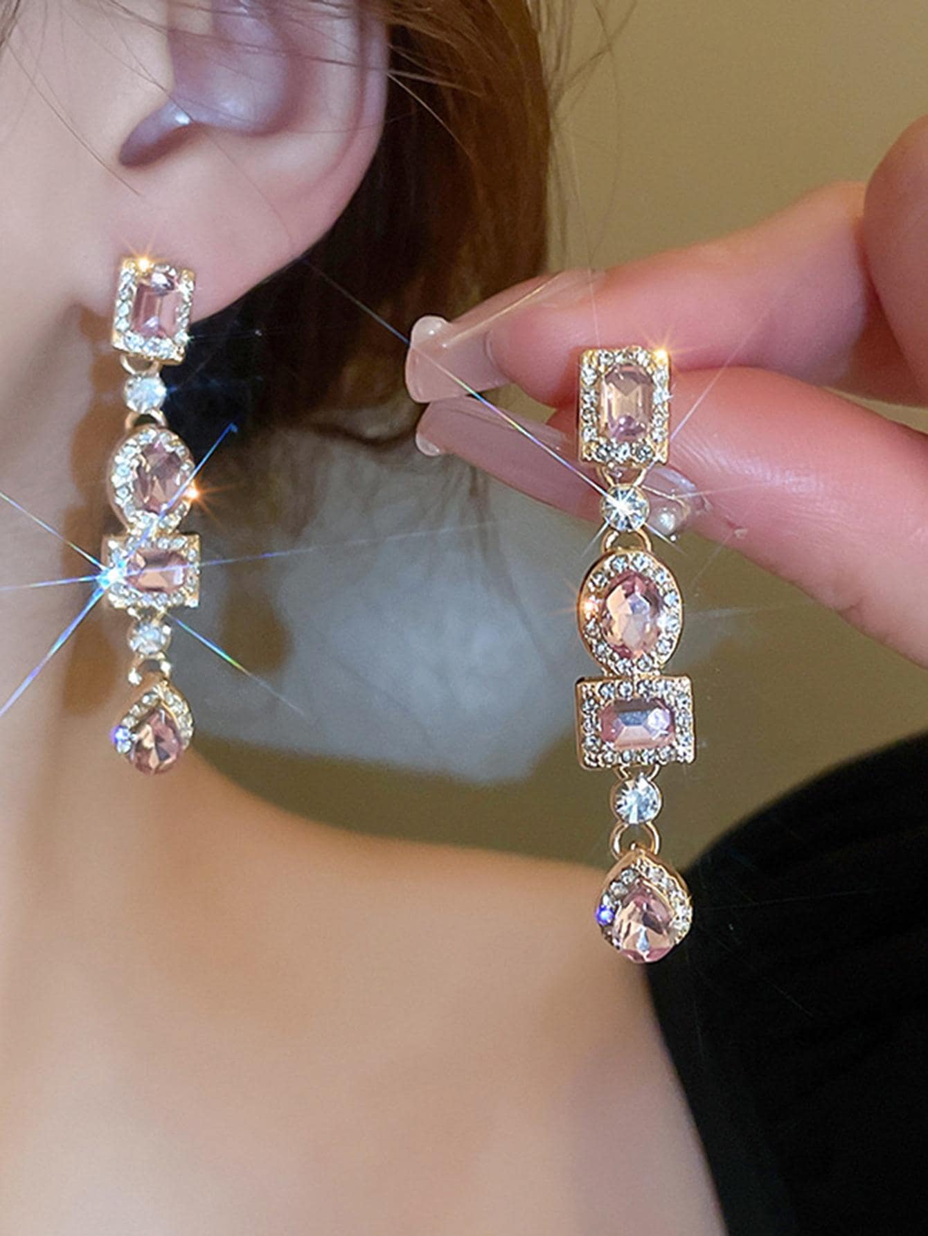 Andkiss Rhinestone Decor Drop Earrings | SHEIN USA