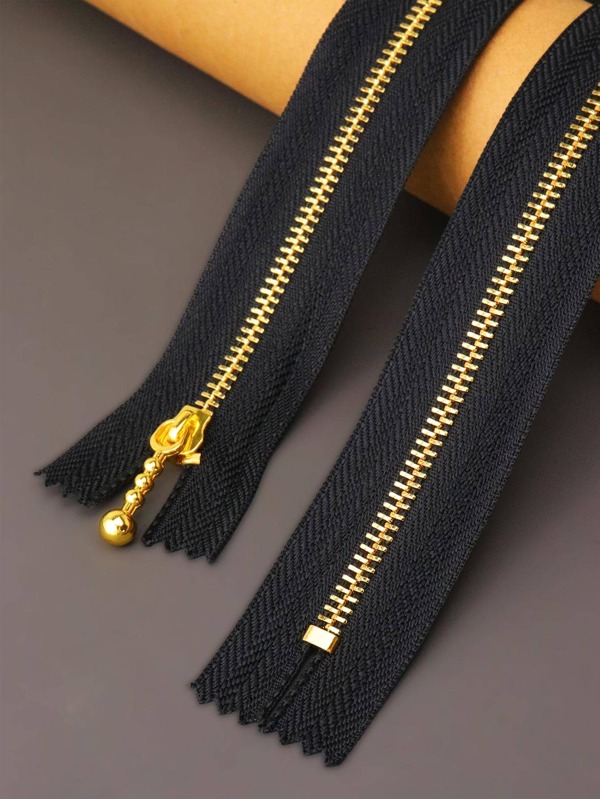 1pc Copper DIY Sewing Zipper, Simple Black DIY Zipper For Bag, Clothes ...