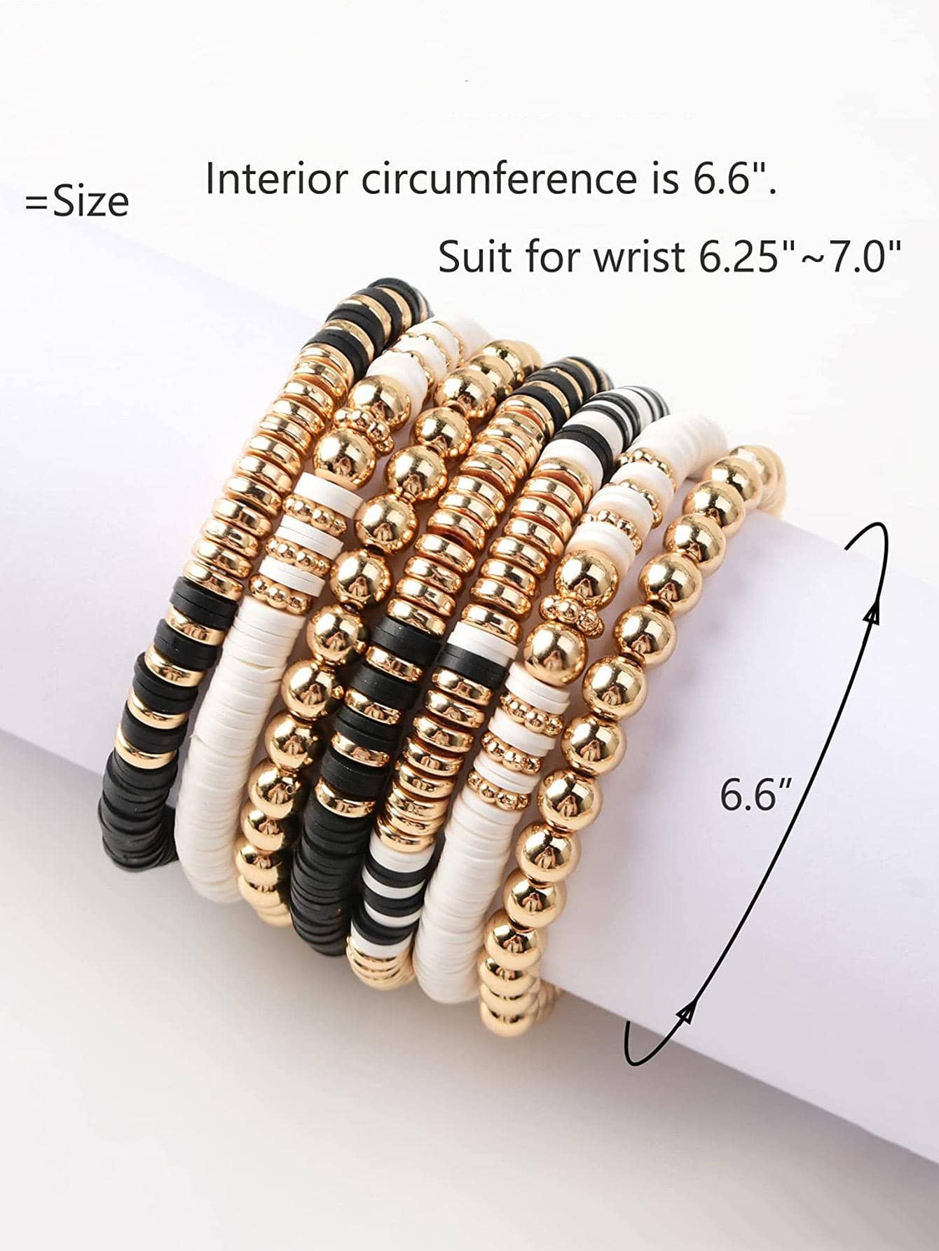 Seven Pieces Clay Bead Bracelets For Women Bohemian Stackable Evil Eye ...