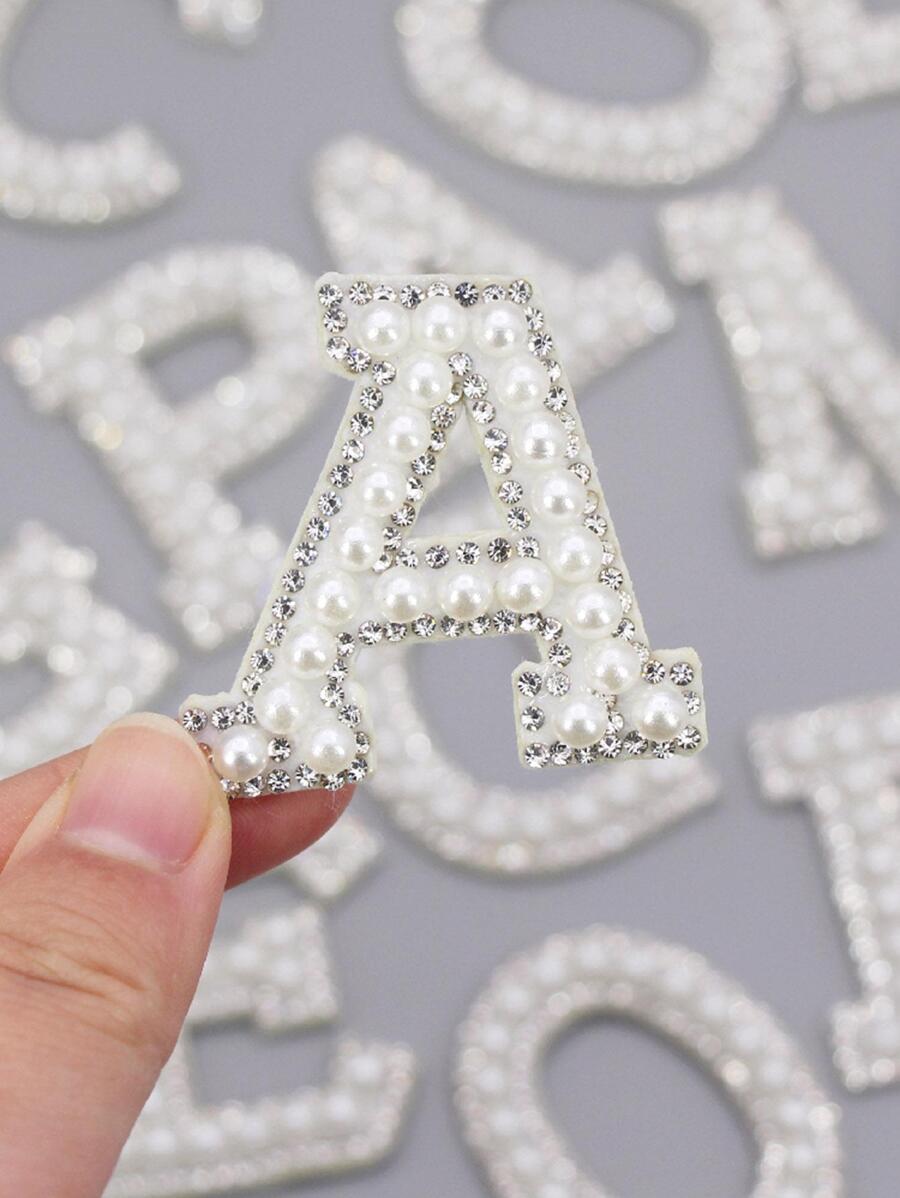 26 English Letters Pearl Rhinestone Patches For Clothes A-Z Alphabet ...