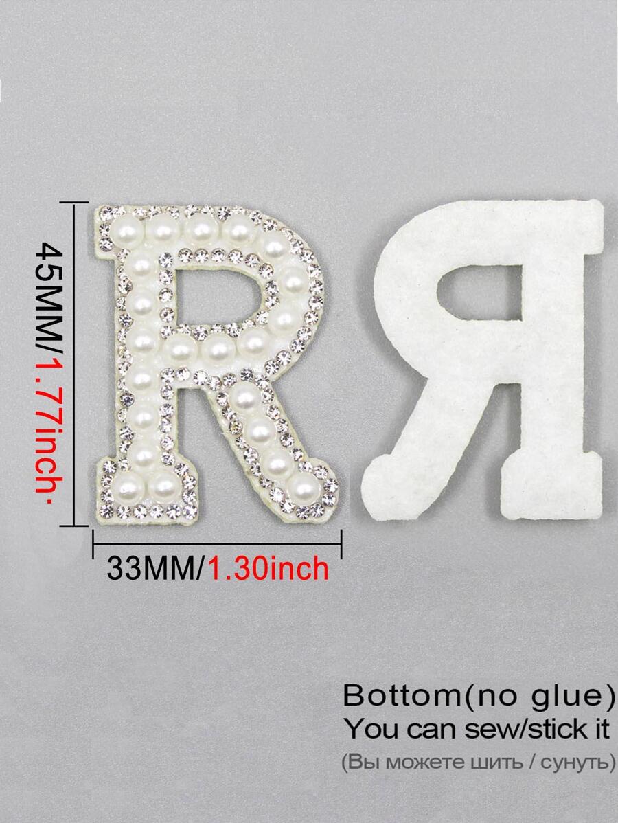 26 English Letters Pearl Rhinestone Patches For Clothes A-Z Alphabet ...