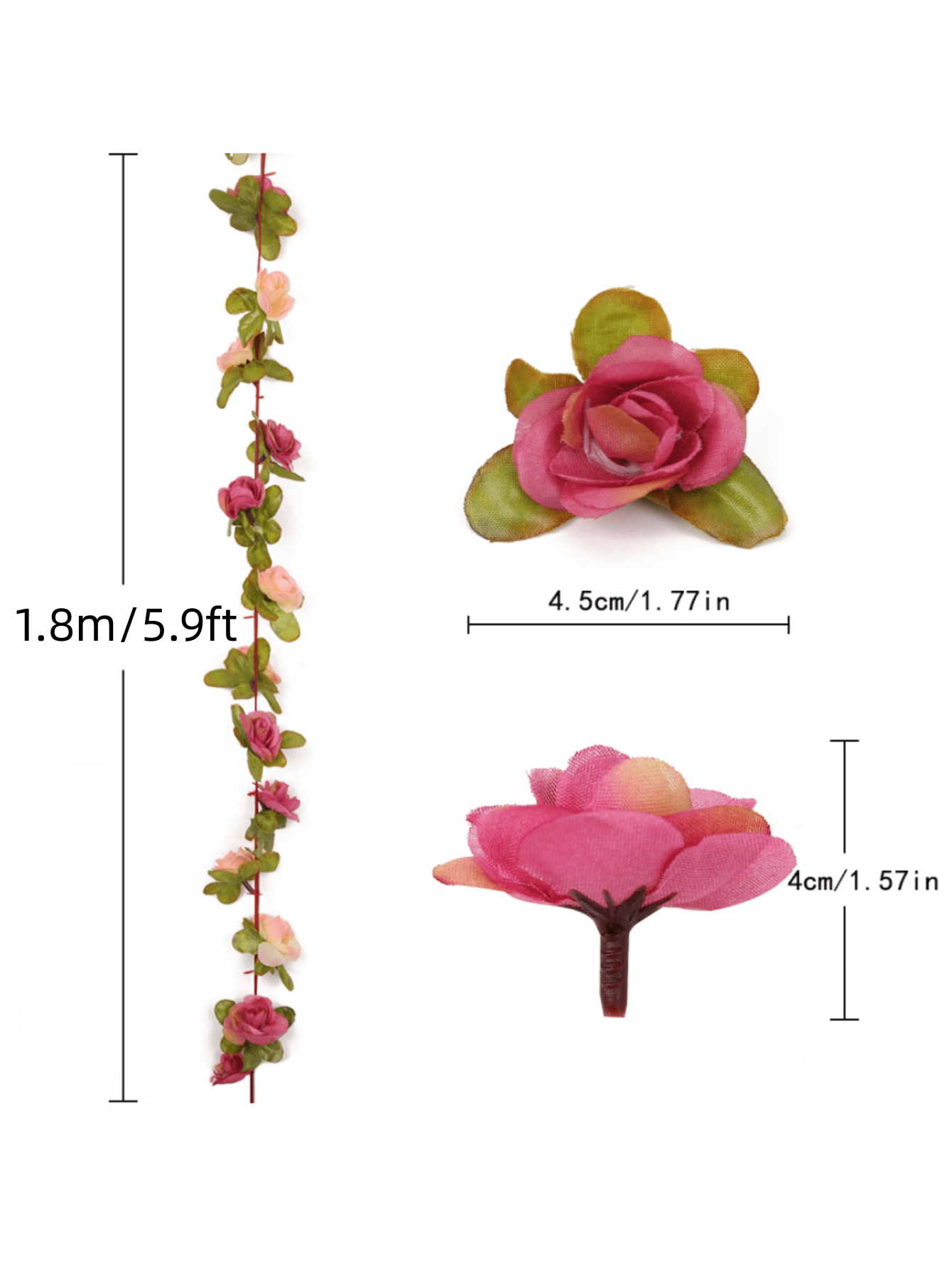 6 Pack 45 Heads Artificial Rose Vine Flowers Garlands Decorations ...